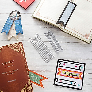 Bookmark Metal Cutting Dies DIY Craft Carbon Steel Embossing Template Metal Cutting Dies Metal Stencils Scrapbooking Tool and Thin Banner Cutting Die for Card Scrapbooking DIY (Classic Style)
