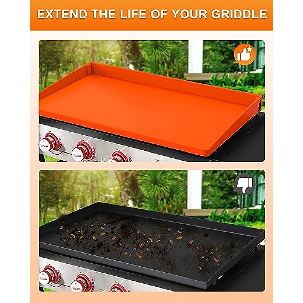 OFUN 36" Full-Wrap Edge Griddle Mat for Blackstone, Silicone Protective Cover Mats Compatible with Blackstone, Blackstone Griddle Accessories, Reusable &Durable, All Year Round Protection