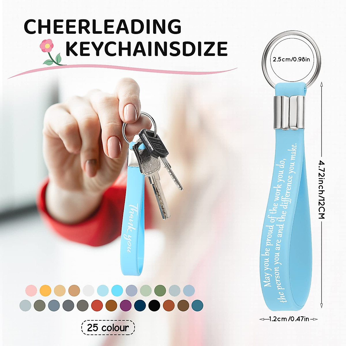 Fumete 100 Pcs Thank You Keychain Gift Appreciation Silicone Keyring Employee(Classic Color)