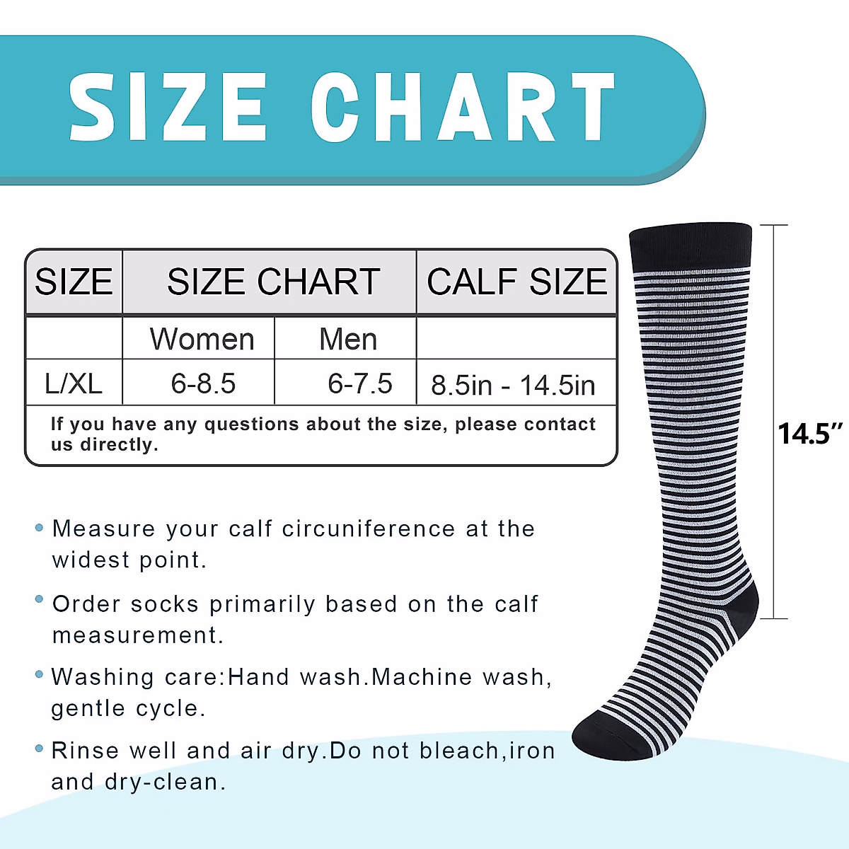 Compression Socks for Women & Men 20-30mmgh Knee High Socks for Running Nurse Travel 4-Pairs Striped Polka Dot