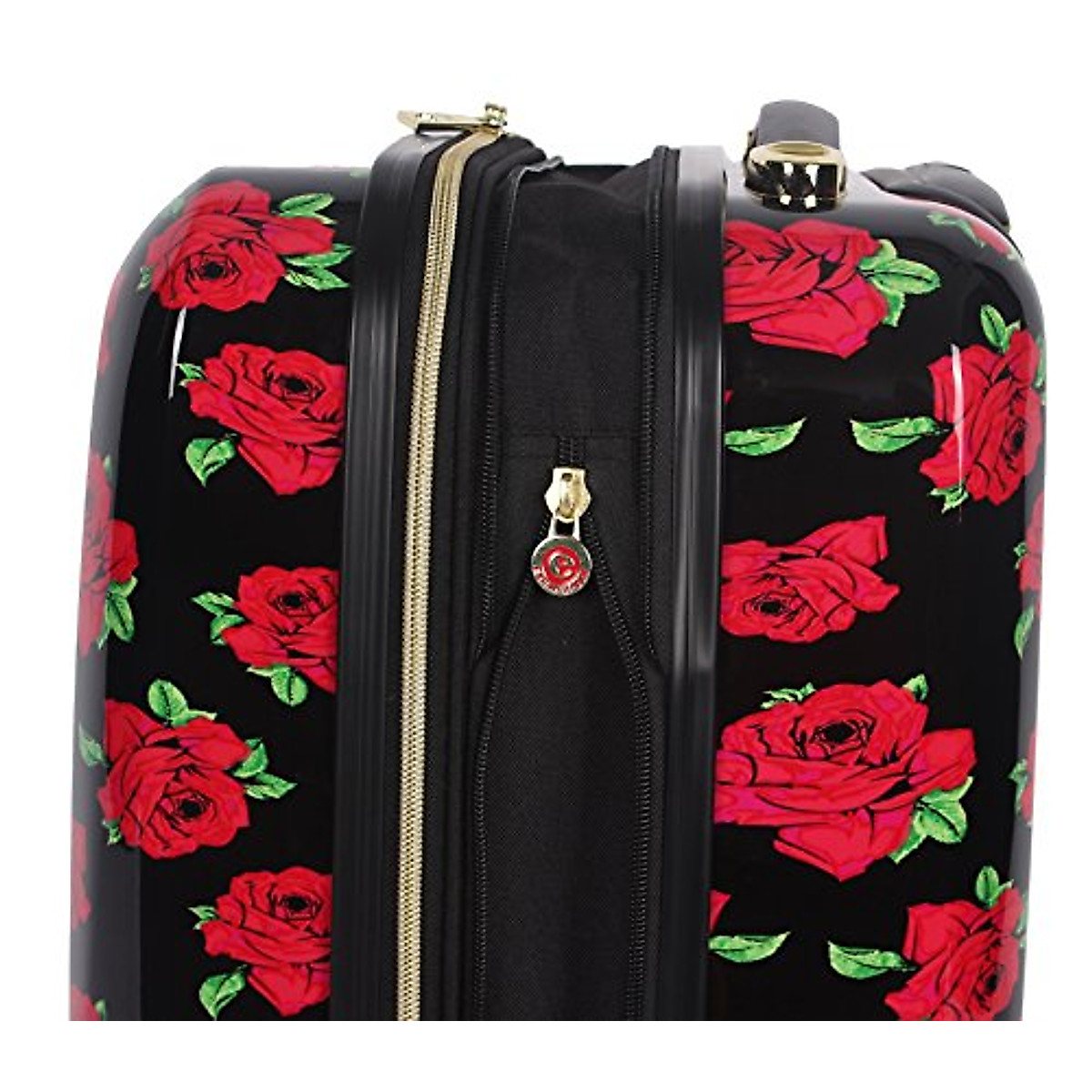 Betsey Johnson Designer 20 Inch Carry On - Expandable (ABS + PC) Hardside Luggage - Lightweight Durable Suitcase With 8-Rolling Spinner Wheels for Women (Covered Roses)