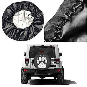 Delerain Dog Paw Print Spare Tire Covers Waterproof Dust-Proof Spare Wheel Cover Universal Fit for, Trailer, RV, SUV, Truck and Many Vehicle (17 Inch for Diameter 31"-33")