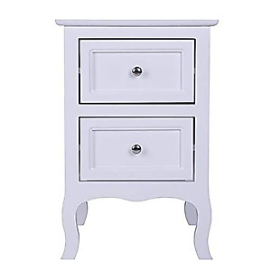 EEBUIHUI White Nightstand with 2 Drawers, Farmhouse Night Stands for Bedrooms, Small Bed Side Table/Night Stand for Small Spaces, Living Room(White)