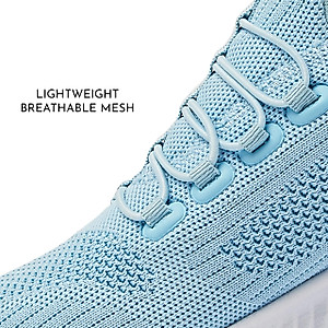 Avia Air Slip On Shoes for Women - Casual Comfortable Athletic Tennis Walking Sneakers for Women with Memory Foam - Aqua Blue/Navy Blue, 7.5 Medium