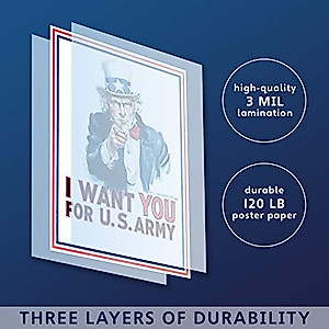 PalaceLearning Uncle Sam - I Want You for U.S. Army Poster - World War 2 Poster - WW2 - (Laminated, 18" x 24")