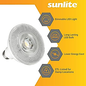 Sunlite LED PAR30 Long Neck Recessed Light Bulb, 9 Watt, (75W EQ), 850 Lm, Medium E26 Base, Dimmable, ETL Listed, 35 Degrees Beam Angle, Energy Star Certified, 2700K Soft White, 6 Pack