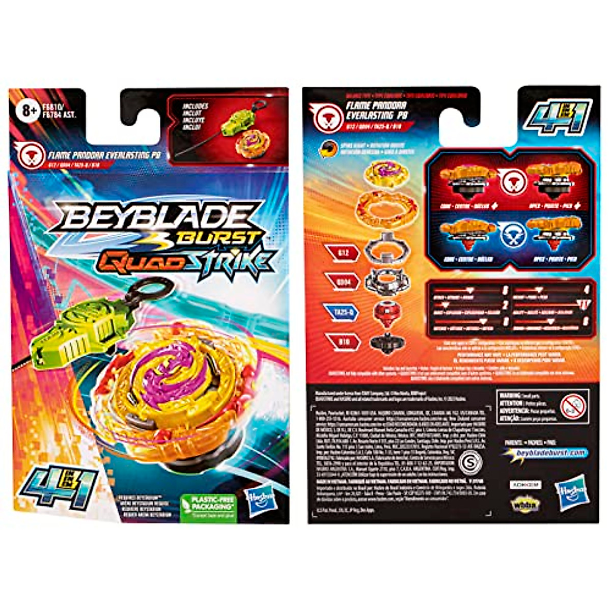 Beyblade Burst QuadStrike Flame Pandora Everlasting P8 Spinning Top Starter Pack, Balance/Attack Type Battling Game Toy Set with Launcher