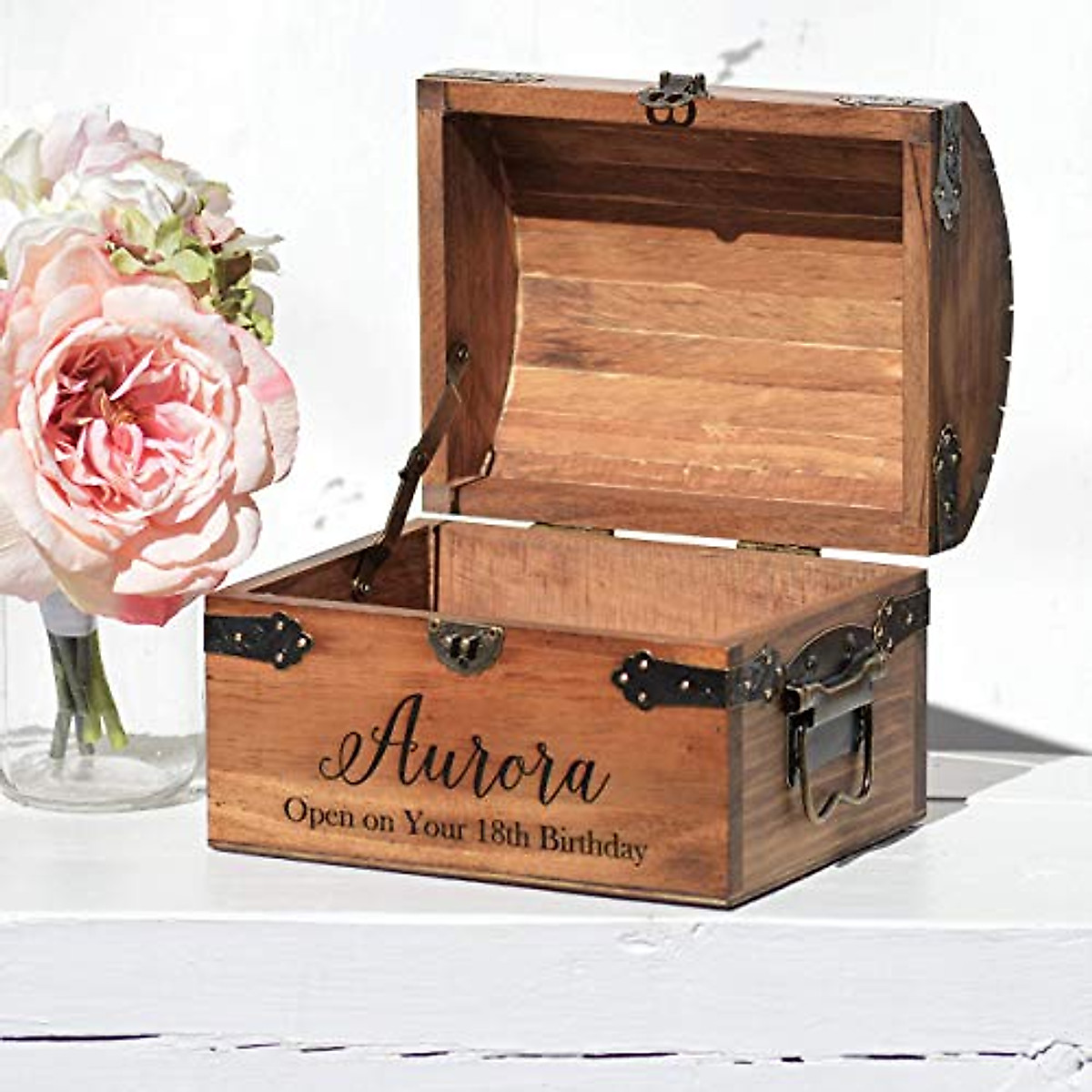 Baby Time Capsule 1st Birthday Container Newborn Keepsake Box Personalized for Boy or Girl Memory Box Boho Shower Gift for Mom Custom Engraved Treasure Chest