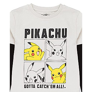 Pokemon T-Shirt Boys Kids Skater Clothes Grey Pikachu Game Top 9-10 Years