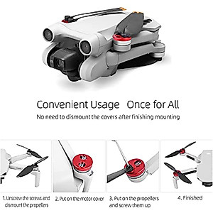 Darkhorse Upgraded Aluminum Motor Cover Cap 4 Pieces Compatible with DJI Mini 3 Pro Drone Accessory - Dustproof,Waterproof, Protection Mounts - Red