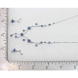 Faship Gorgeous Navy Blue Rhinestone Crystal Floral Necklace Earrings Set