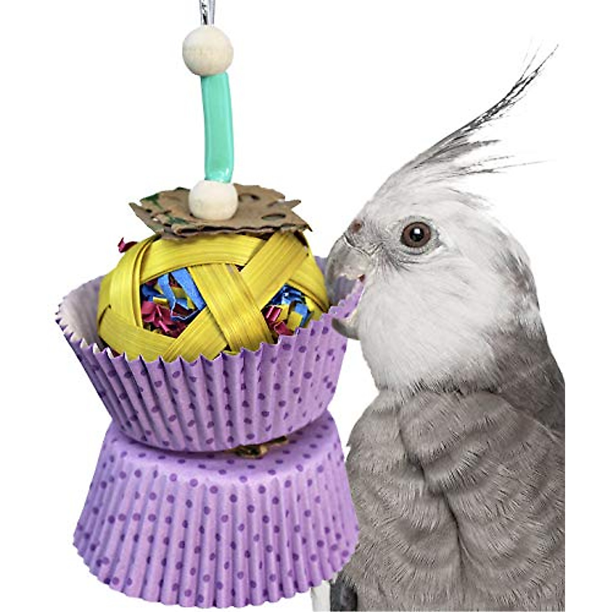 Bonka Bird Toys 1080 Cane Cake Foraging Parrot cage Toys Cages Shredder Cockatiel Quality Product Hand Made in The USA