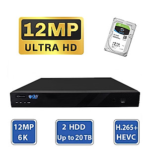 GW Security 16 Channel 12MP NVR H.265+ 4K Fulltime Color Night Vision Security Camera System with 16 UltraHD 8MP IP Two-Way Audio Outdoor PoE Security Cameras, Smart AI Human & Vehicle Detection