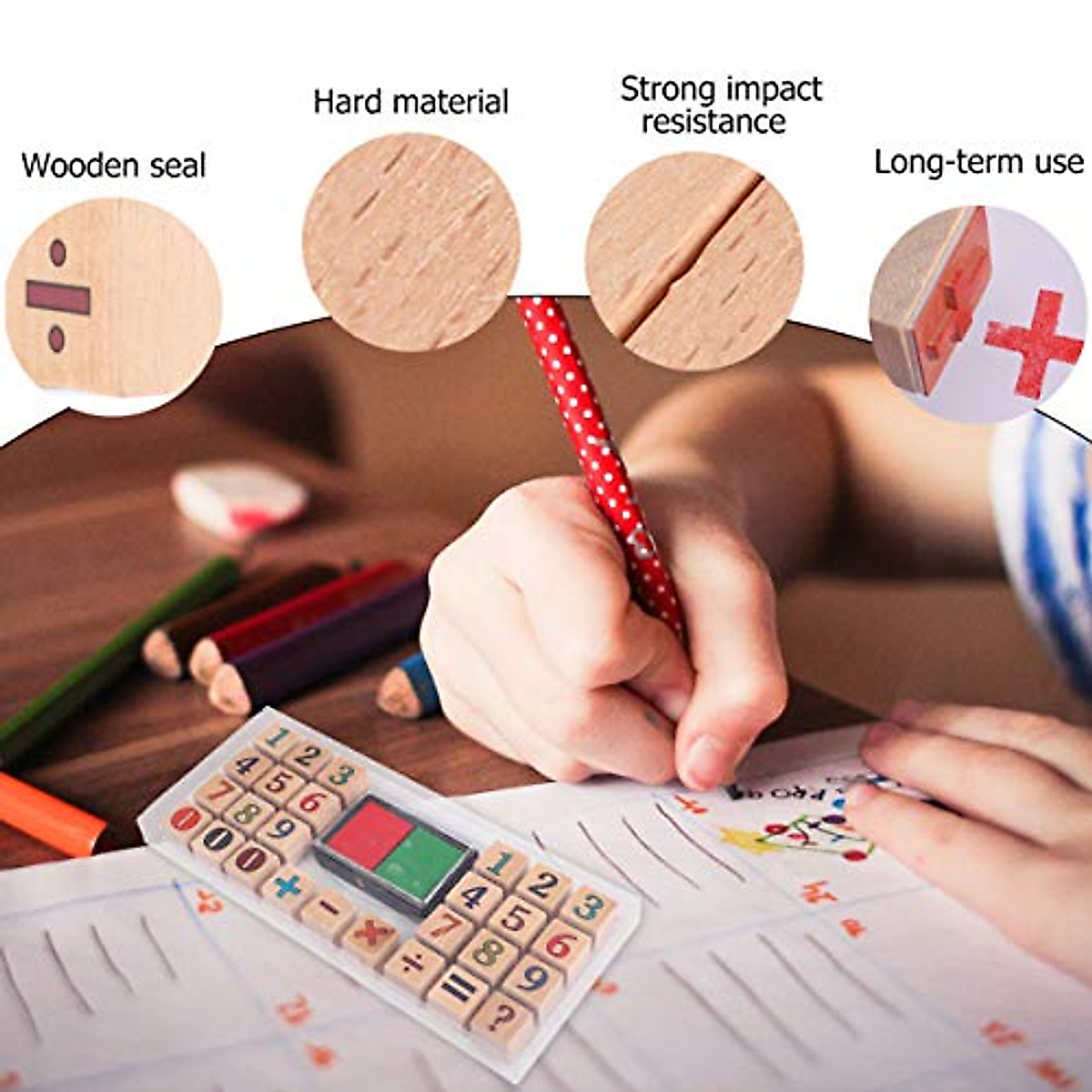 STOBOK Wood Toys 3 Sets Wood kidcraft playset playset DIY Stamp Wooden for Card Making Planner Stamp Bamboo Number Signet Number Stamper self Made Teaching Supplies Kids Stamps