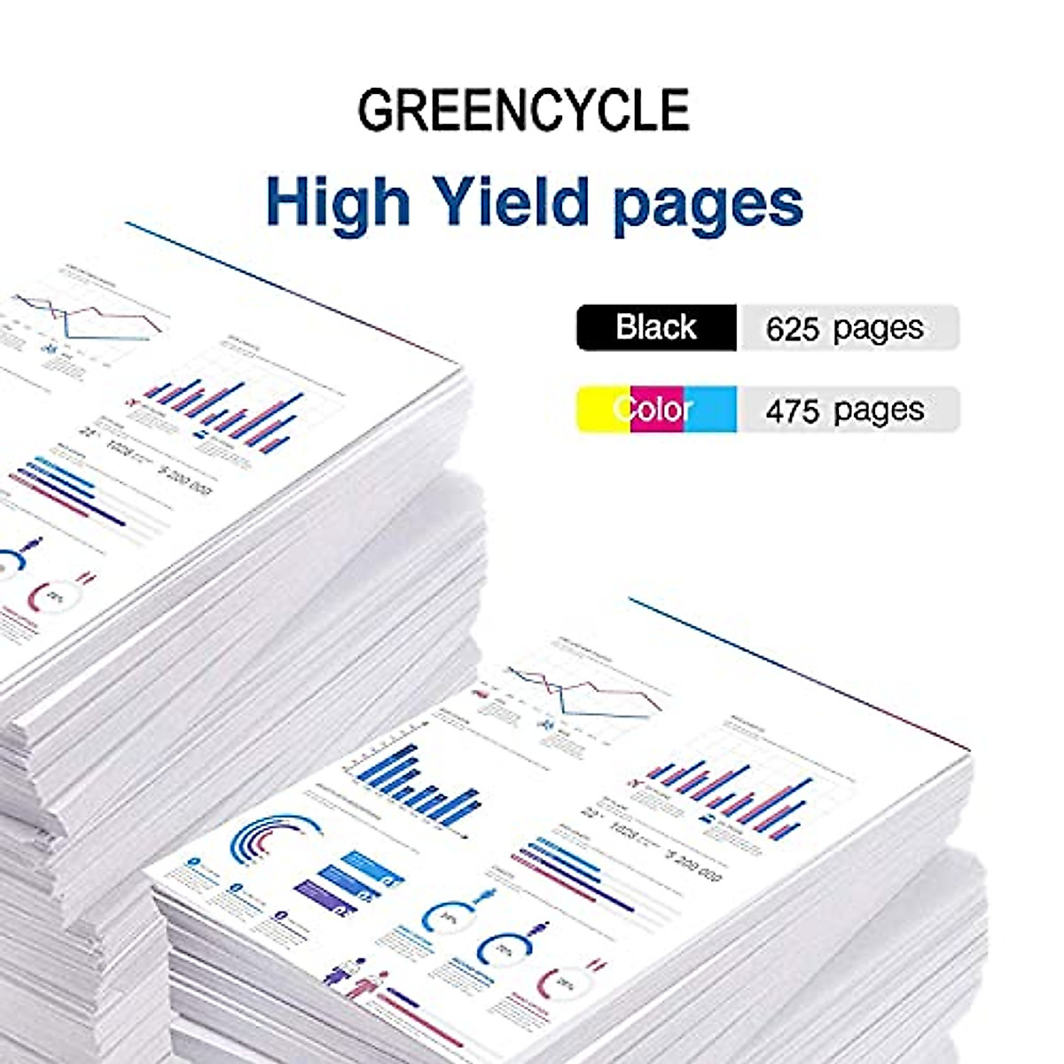 greencycle Remanufactured Ink Cartridge Compatible with HP 67XL 67 XL DeskJet 1255 2722 DeskJet Plus 4122 4123 4132 Envy 6052 6055 Envy Pro 6452 6455 Printers (Black 1 Pack, Tri-Color 1 Pack)