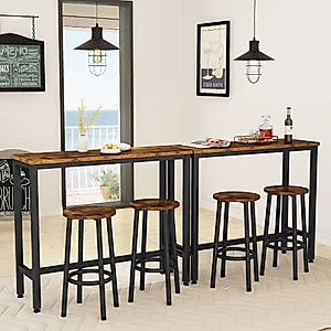 AWQM 3 Piece Bar Table Set, Industrial Pub Height Table with 2 Bar Stools,Dining Room Table Set, 47.2" Table and Classic Round Chairs Set, Ideal for Kitchen,Living Room