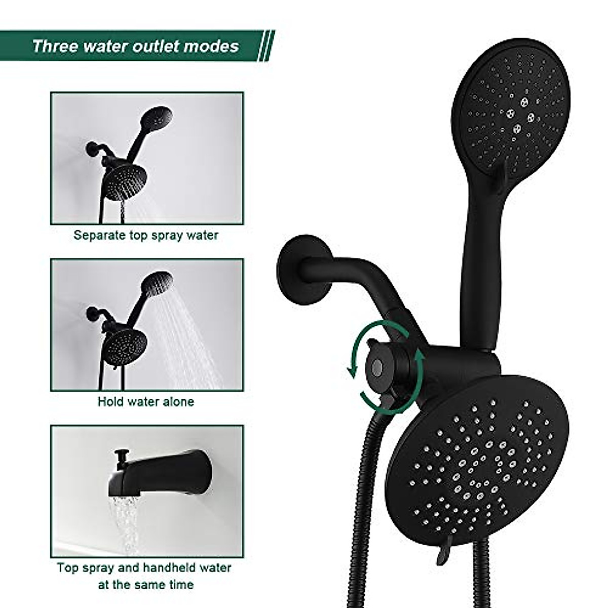 AIHOM Shower System Shower Faucet Set, Dual Shower Heads, 2 in 1 Shower Faucets Set with 5 Function Hand Shower and Tub Faucet Shower Combo Set, Brushed Nickel/Matte Black