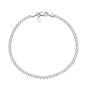 Adabele 1pc Real 925 Sterling Silver Diamond-Cut Bismark Link Bracelet 7.5 Inch Chain Italian Tarnish Resistant White Gold Rhodium Plated Women Jewelry SB-26C