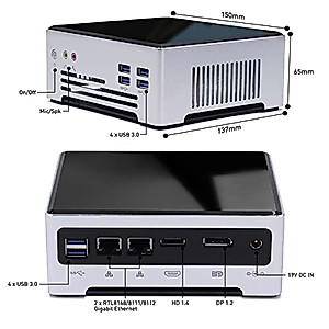 WEIDIAN NUC Mini PC Desktop PC DDR4 Octa Core i9 10880H 64GB RAM 1TB SSD 2LAN HD DP M.2 WiFi BT4.2 Windows 11 Pro Mini Business PC Built-in-Fan Mini Desktop Computer Small PC