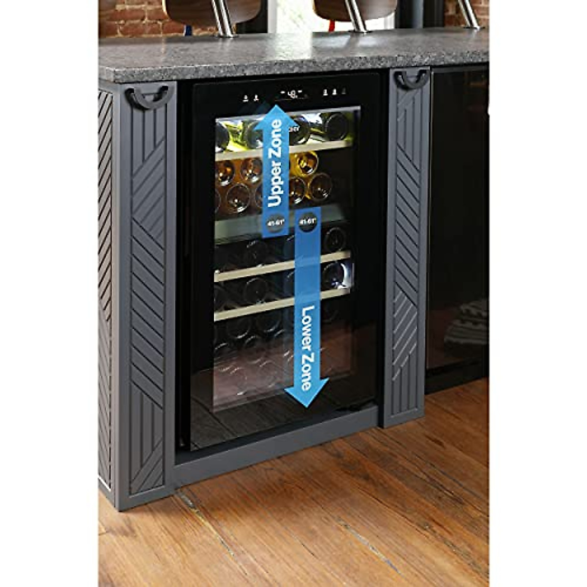 Haier Wine Cooler & Beverage Refrigerator | Mini Wine Fridge Complete With Dual-Zone Temperature Control, Triple-Pane Glass, Door Alarm & LED Interior Lighting | Fits 44 Wine Bottles | Black