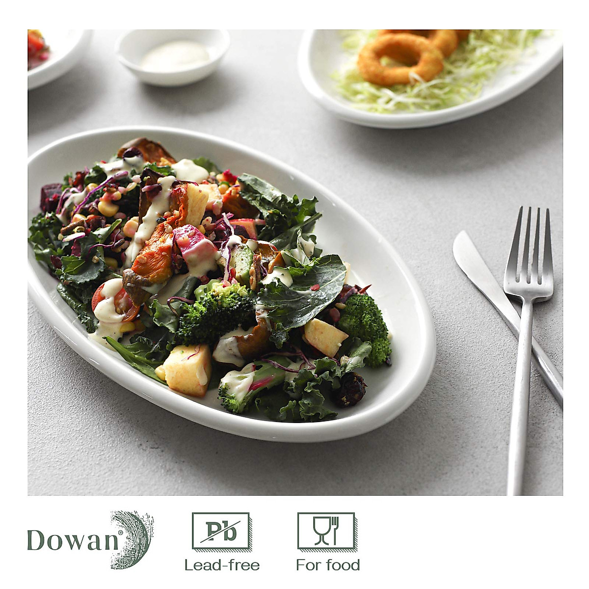 DOWAN 12" Serving Platters, White Serving Plates, Oven Safe Porcelain Dinner Plates Serving Dishes for Entertaining, Party, Appetizers, Dessert, Set of 2, White