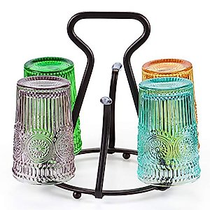 Skelang Cup Drying Rack, Cup Drying Stand 6 Silicone Protective Hooks, Metal Cup Mug Organizer, Countertop Cup Holder for Bottle, Glass, Mug (Black Coffee)