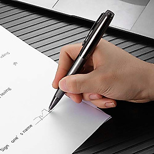 Nekigoen Ballpoint Pen with Gift Box for Men Women,Luxury Stainless Steel Retractable Pen Executive Home Office Use, and 2 Extra Refills Black Ink 1.0mm B2 (full gray)