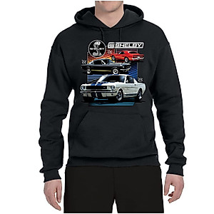 Wild Bobby Shelby 65 Powered by Ford Motors Mustang Logo Emblem Cars and Trucks Unisex Graphic Hoodie Sweatshirt, Black, X-Large