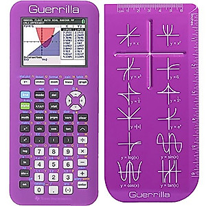 Guerrilla Silicone Case for Texas Instruments TI-84 Plus CE Color Edition Graphing Calculator With Screen protector and Graphing Ruler, Purple