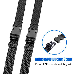 Window Air Conditioner Cover Outdoor, TRELC Air Conditioner Defender Winter AC Window Unit Cover with Adjustable Straps, Bottom Covered (Black, 21.26 x14.56 x 15.74 inch)