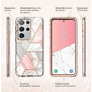i-Blason Cosmo Series for Samsung Galaxy S21 Ultra 5G Case, Slim Stylish Protective Case Without Screen Protector (Marble)