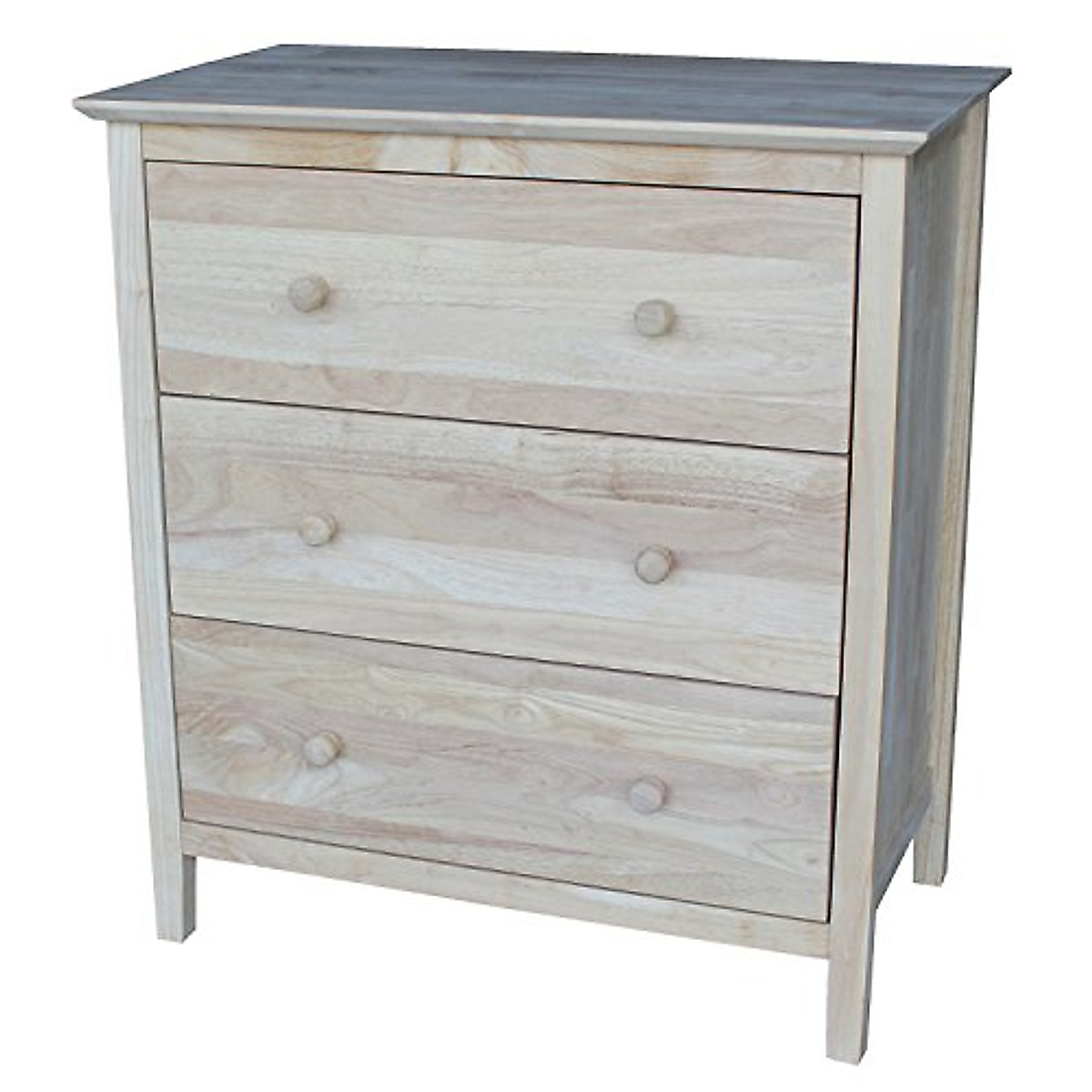 International Concepts Nightstand with 3 Drawers, Standard & Dresser with 3 Drawers, Unfinished