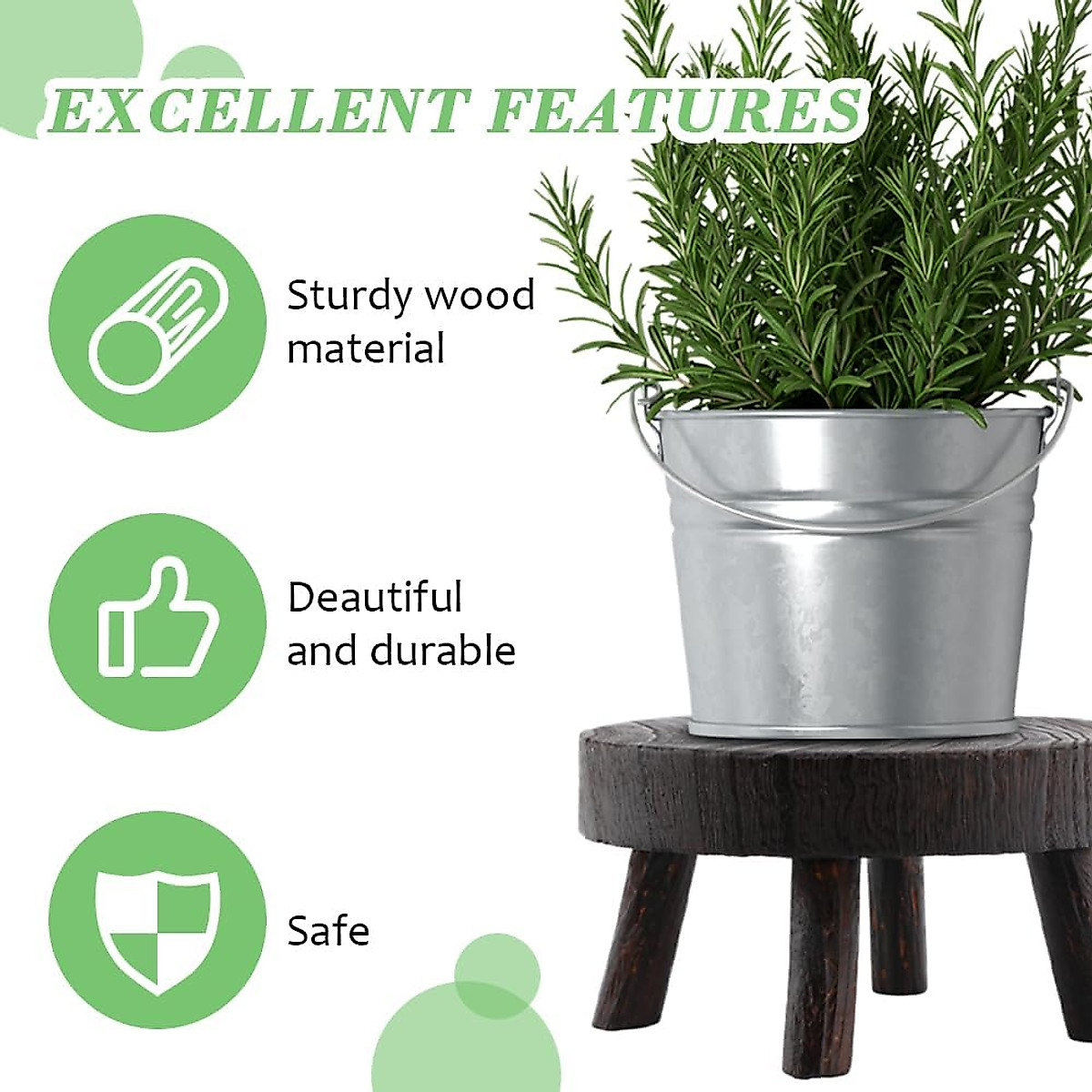 Wooden Step Stools,Small Portable Wood Stepping Stools with Smooth Cutting Edge for Kids Adults,Non-SlipRound Step Stool for Bedroom Living Room Blcony Bathroom Kitchen ﻿(L,Color:Dark Brown)