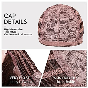 BERON Womens Brown Wig Short Curly Bob Hair Wig for Girls Brown Ombre Color Wavy Heat Resistant Synthetic Wig Body Wave Daily Hair Party Wigs