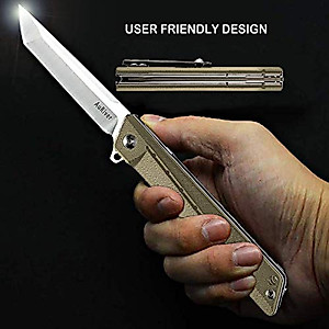 AuRiver Pocket Knife, EDC Folding Knife Everyday Carry, Sharp Satin Blade, Great for Paring, Hunting and Camping, Ideal Gifts for your Family
