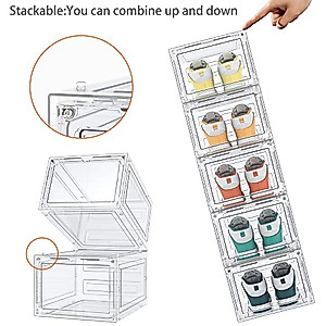 Shoe Storage, 6 Pack Shoe Organizer Clear Hard Plastic Shoe Box, Shoe Boxes Clear Plastic Stackable, Shoe Boxes with Lids for Size 13, Transparent