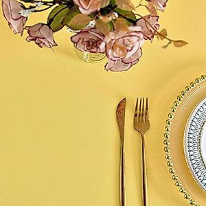 KAIPHO Yellow Round Tablecloth Waterproof Stain Resistant Wrinkle Free Table Cloth 210GSM Polyester Washable Wipeable Table Cover for Party, Banquet, Wedding, Indoor and Outdoor (48 inch, Circle)