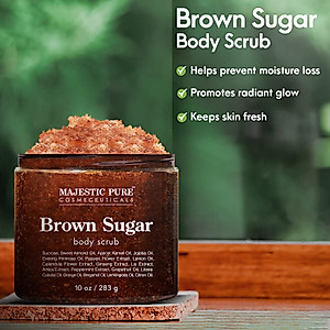 Brown Sugar Body Scrub for Cellulite and Exfoliation - Natural Body Scrub - Reduces The Appearances of Cellulite, Stretch Marks, Acne, and Varicose Veins, 10 Ounces