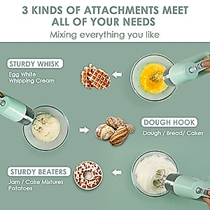 REDMOND Hand Mixer Electric, 5-Speed Hand Mixer with Measuring Storage Case, Kitchen Handheld Mixer Includes Dough Hooks, Whisk and Beaters for Cream, Cake, Cookies, Eggs 250W Hand Mixer with Measuring Box, HM018 Mint Green