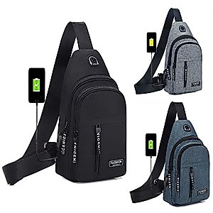 GURSAC Sling Bag for Men Women Shoulder Backpack Chest Bags Crossbody Daypack with USB Cable for Hiking Camping Shoulder Bag