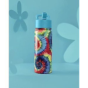 Simple Modern Kids Water Bottle with Straw Lid | Insulated Stainless Steel Reusable Tumbler for School, Girls | Summit Collection | 18oz, Tie-Dye