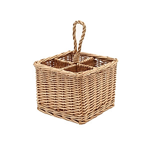 JJSQ Wicker Woven Utensil Caddy Silverware Caddy Flatware Caddy Cutlery Holder for Kitchen Dining Table, Parties - Holds Forks, Knives, Spoons,Serving Utensils