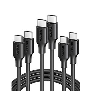 UGREEN 60W 3-Pack USB C to USB C Cable, Type C Fast Charging Cable Compatible with iPhone 15/15 Plus/15 Pro, MacBook Pro 2022, Samsung Galaxy S24/S23/Z Fold/Z Flip, Google Pixel 7, Switch, 6.6FT