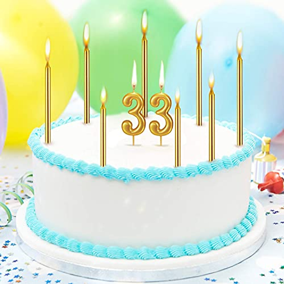 BeautyChen Birthday Candles 22 Pieces Birthday Numeral Candles Cake Numeral Candles Number 0 1 2 3 4 5 6 7 8 9 (0-9) Glitter Cake Topper Decoration for Birthday Wedding Party Anniversary