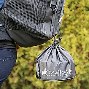 1 Liter Camping Cookware Mess Kit Backpacking Gear & Hiking Outdoors Bug Out Bag Cooking Equipment 10 Piece Cookset | Lightweight, Compact, & Durable Pot Pan Bowls - Free Folding Spork, Nylon Bag