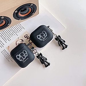 Air Pod Pro Case, Cute Cover 3D Funny Cool Frosted TPU Kawaii Protective Cases Air pod PRO 2020 Accessories for Women Girls Men Boy. (PRO Line Bear Black)