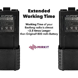 MIRKIT 2pc BAOFENG BL-5 3800mAh Extended Batteries Compatible with UV-5R BF-8HP UV-5RX3 RD-5R UV-5RTP UV-5R+, UV-5X3, Extended Rechargeable Battery Radio USA