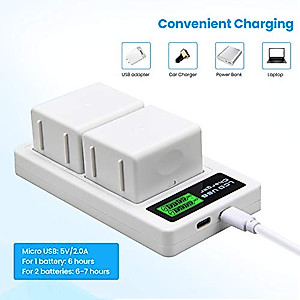 REYTRIC 2-Pack Rechargeable Batteries and LCD Dual Charger VMA5400 Compatible with Arlo Ultra, Ultra 2, Arlo Pro 3, Pro 4, Pro 5 Camera VMC4040P 3.85V 4800mAh 18.48Wh A-4a