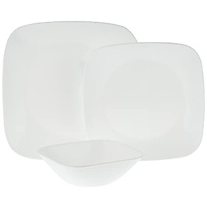 Corelle Square Pure White 18-Piece Dinnerware Set, Service for 6