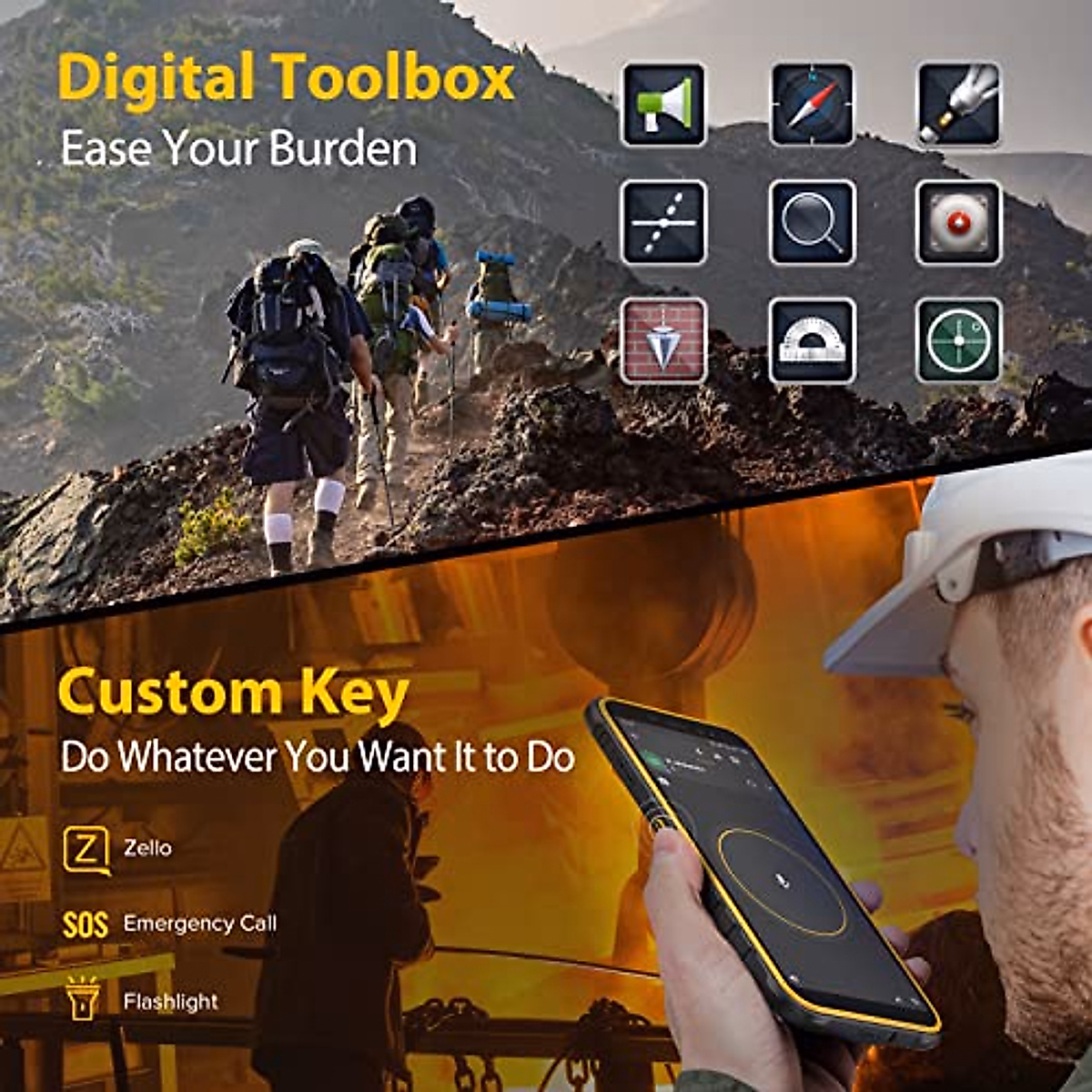 Ulefone Armor X8 Rugged Phones Unlocked, 4GB + 64GB, Android 11, 5.7 inch Rugged Smartphone, 13MP Triple Rear Camera, 5080mAh Big Battery, Dual 4G, Type C, GPS, NFC, US Version - Orange